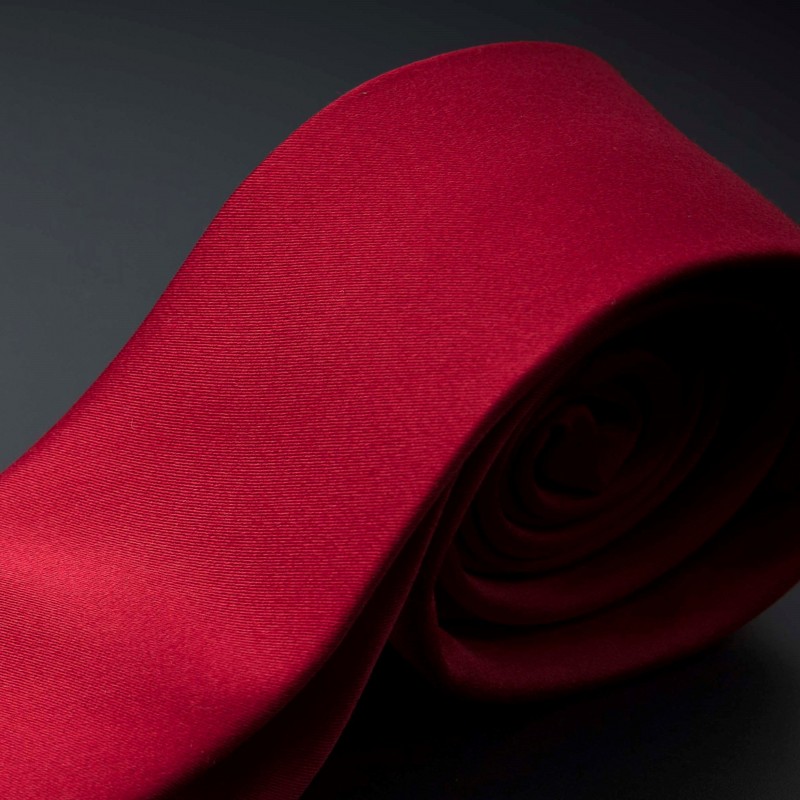 Cravate homme - pure soie - couleur unie - rouge